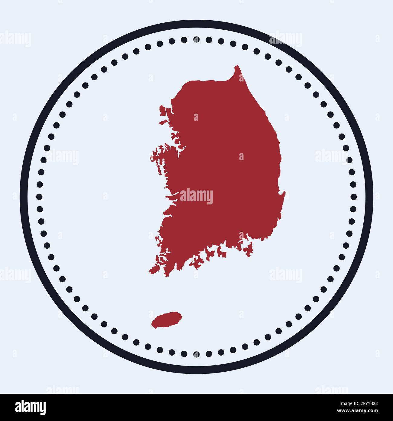 South Korea round stamp. Round logo with country map and title. Stylish ...