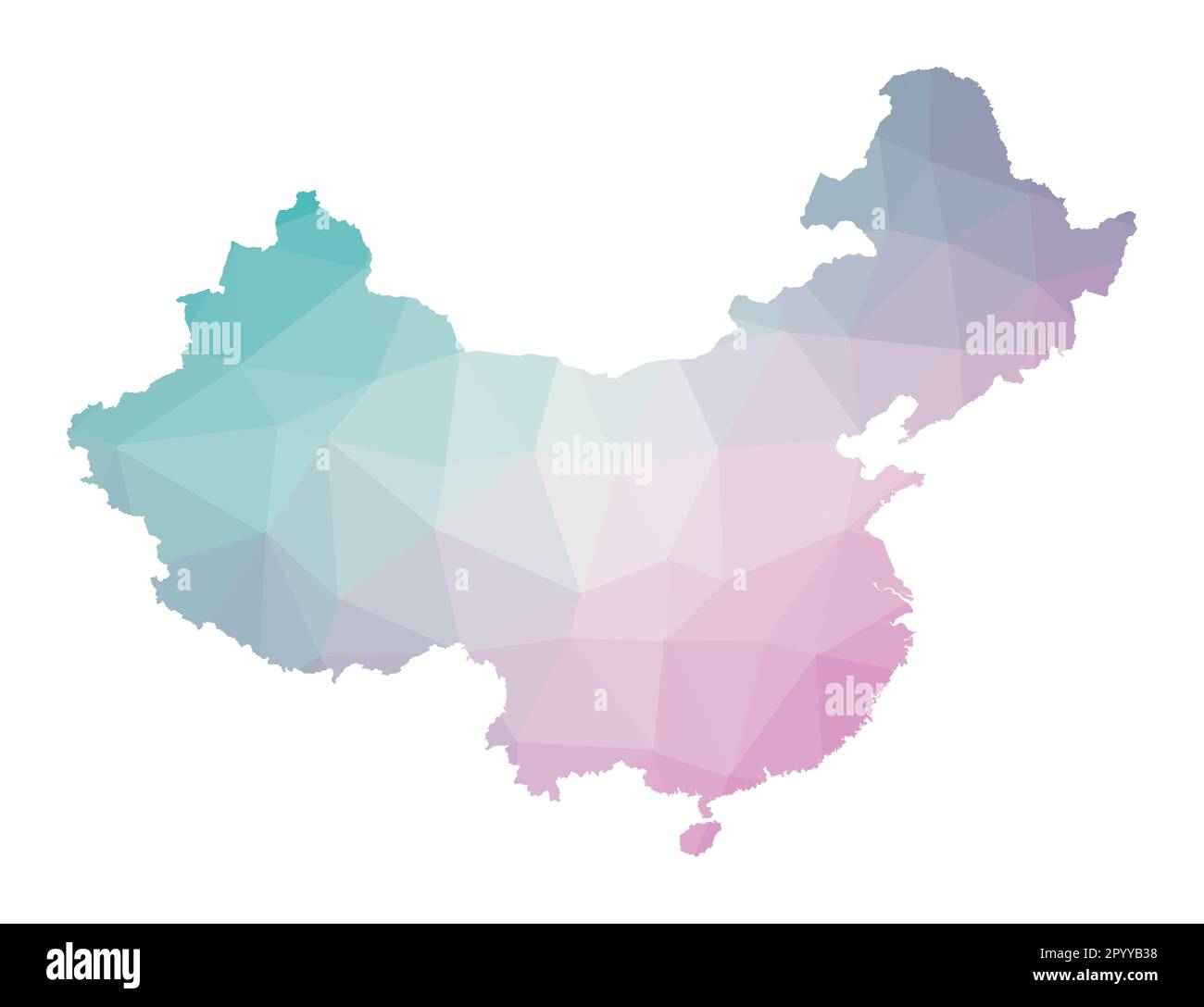 Polygonal map of China. Geometric illustration of the country in ...