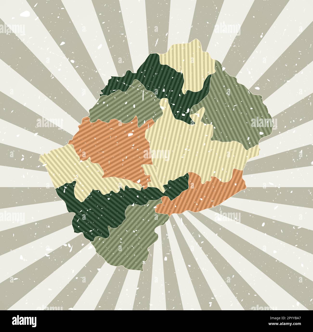 Lesotho vintage map. Grunge poster with map of the country in retro ...