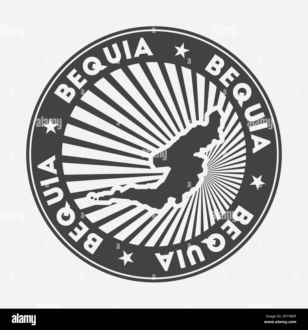 Bequia round logo. Vintage travel badge with the circular name and map ...