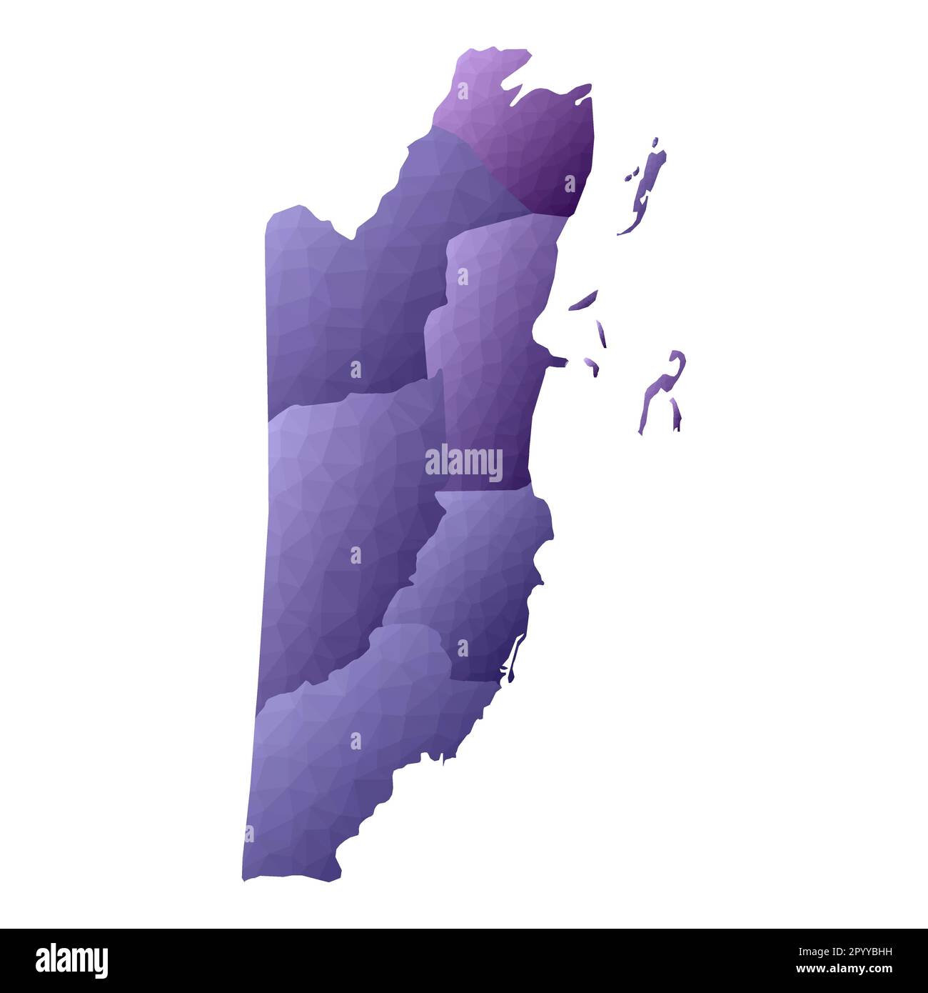 Belize map. Geometric style country outline. Curious violet vector ...