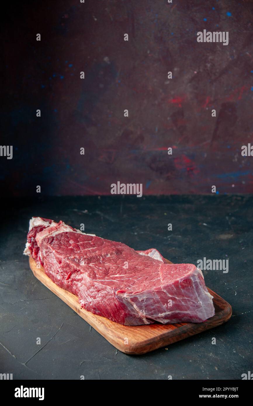 front view big meat slice on dark background color butcher meal food ...