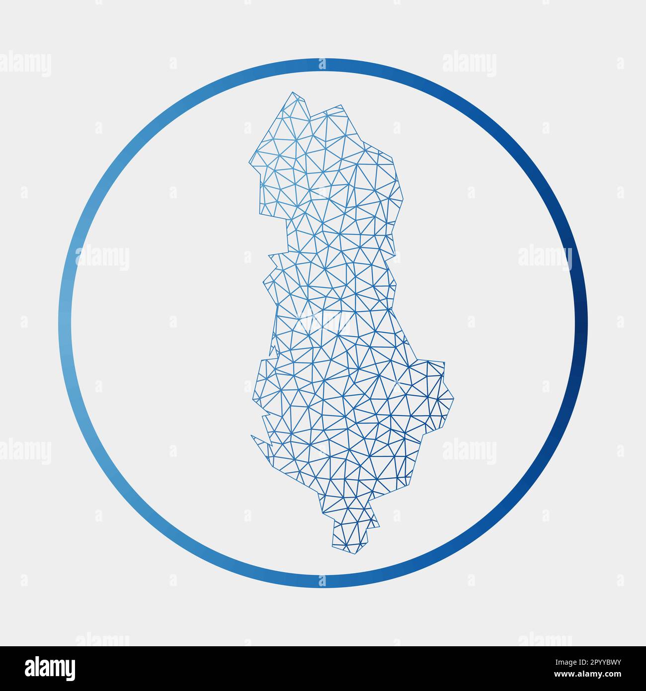 Albania icon. Network map of the country. Round Albania sign with ...