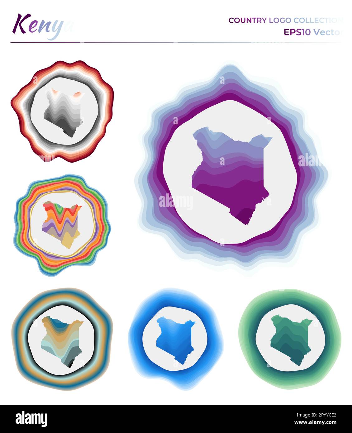 Kenya logo collection. Colorful badge of the country. Layers around ...