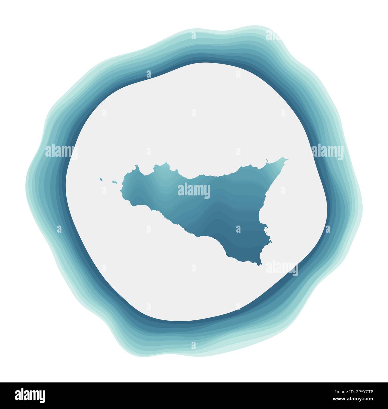 Sicilia logo. Badge of the island. Layered circular sign around Sicilia ...