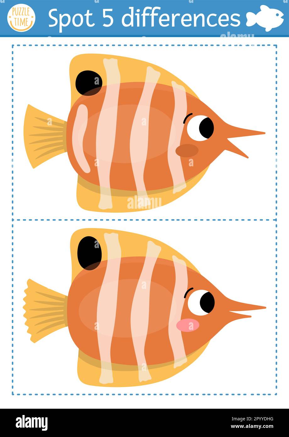 Find differences game for children. Under the sea educational activity ...