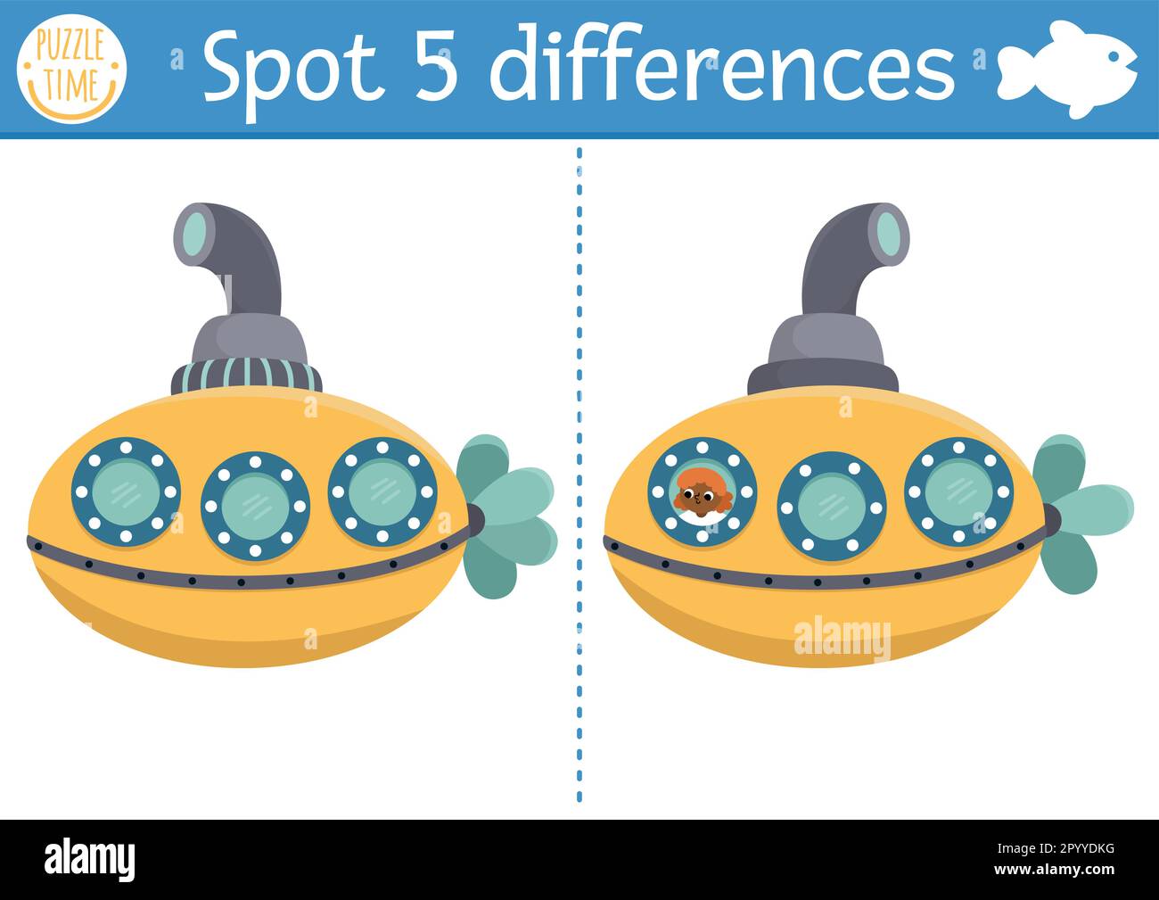 Find differences game for children. Under the sea educational activity ...