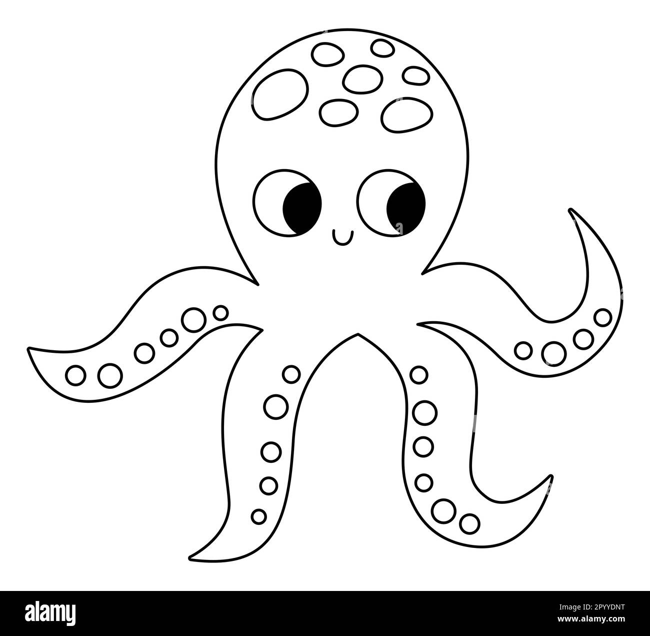 Vector black and white octopus icon. Under the sea line illustration ...