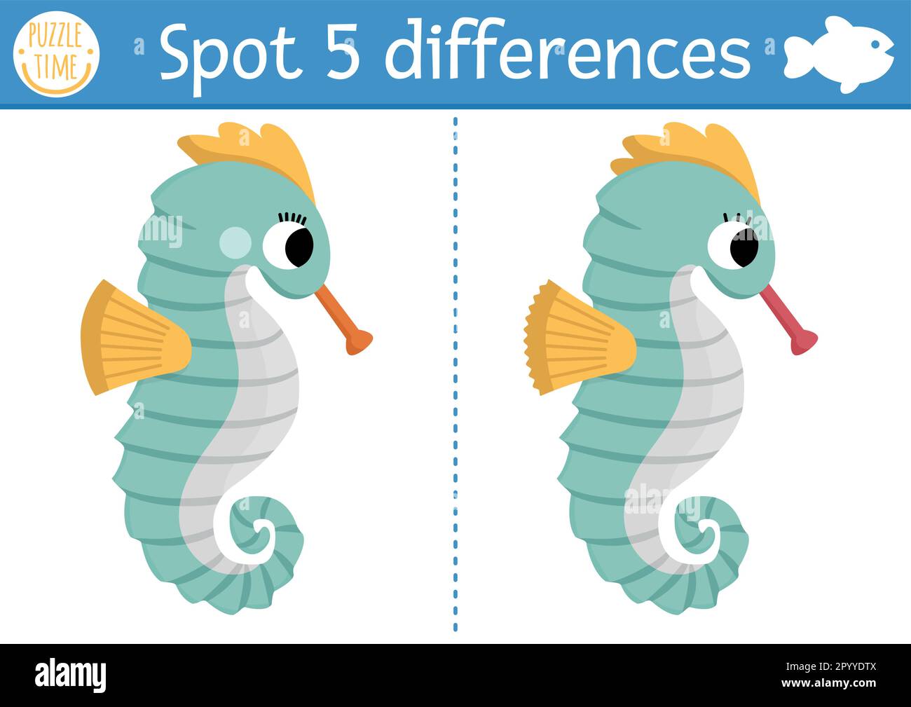 Find differences game for children. Under the sea educational activity ...