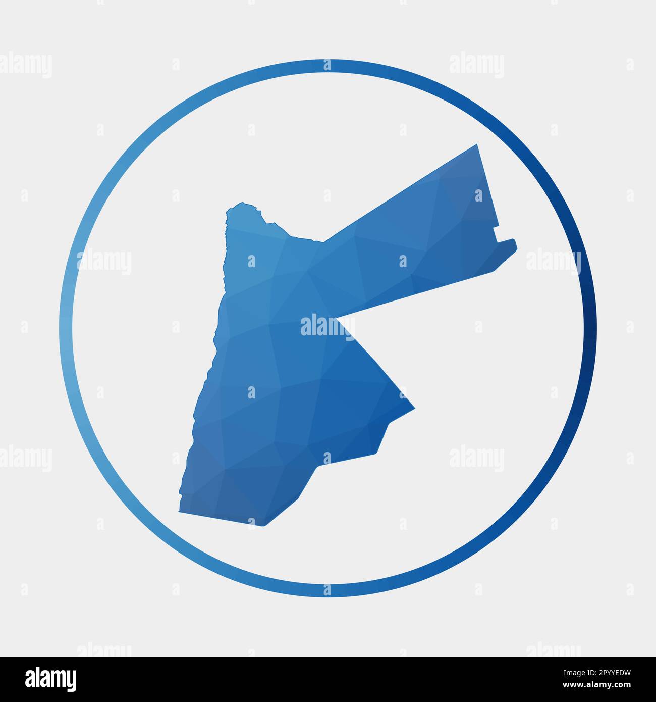 Jordan icon. Polygonal map of the country in gradient ring. Round low poly Jordan sign. Vector ...