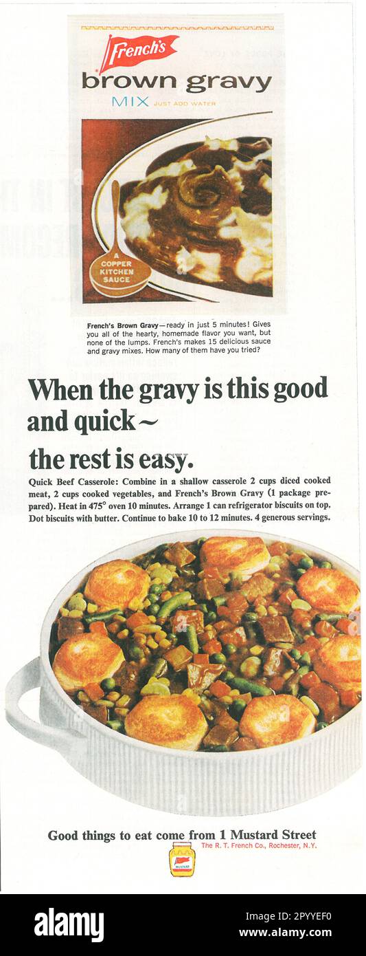 FRENCH'S Brown Gravy mix advert in a Journal magazine, February 1965 ...