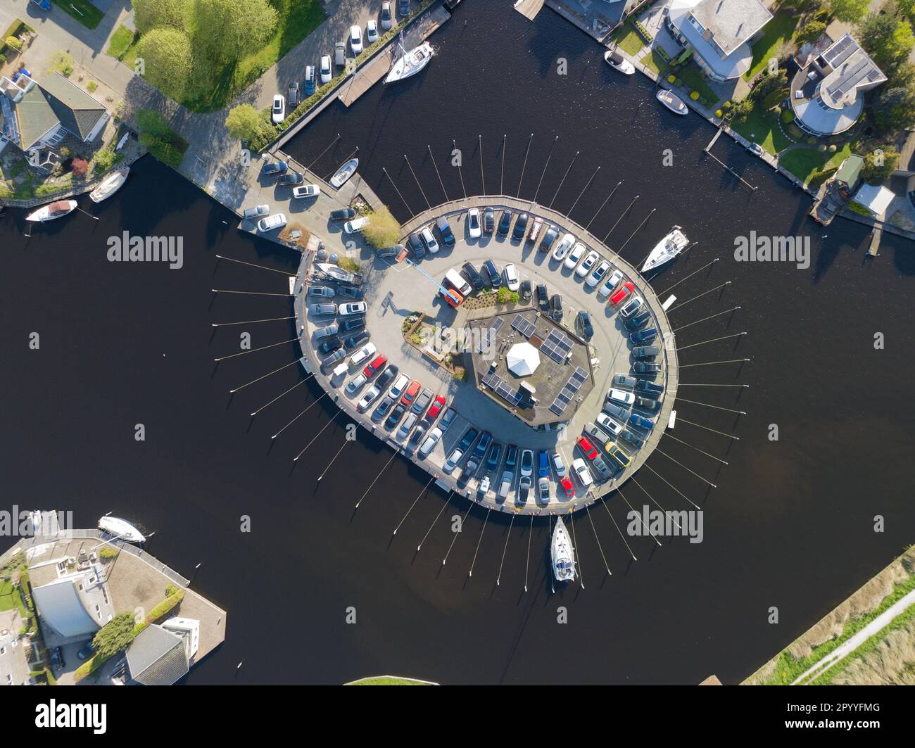 Leisure recreational boat dock in Lemmer, Friesland, The Netherlands ...