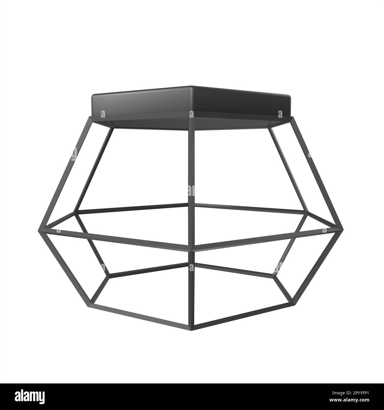 A contemporary hexagonal black coffee table, featuring a modern design ...