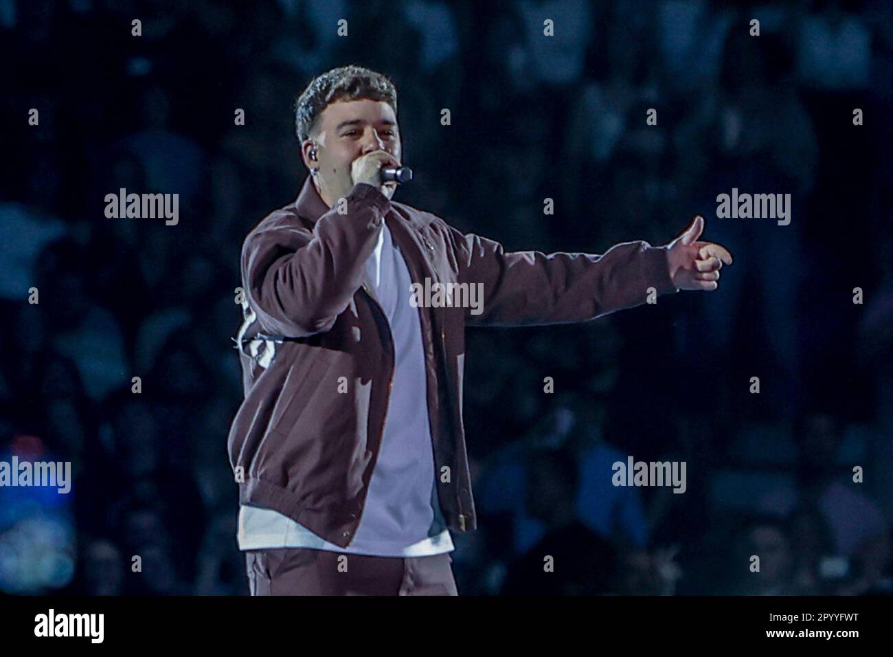 The singer Quevedo during a performance at the Wizink Center, on May 5 ...