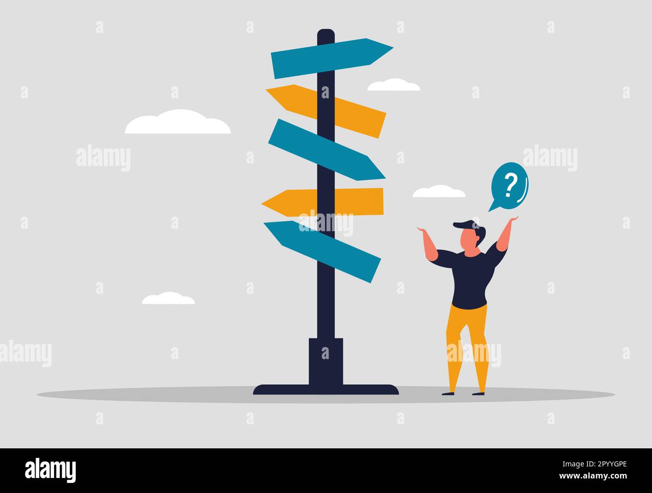 A man chooses between different options. Difficult choice before a ...