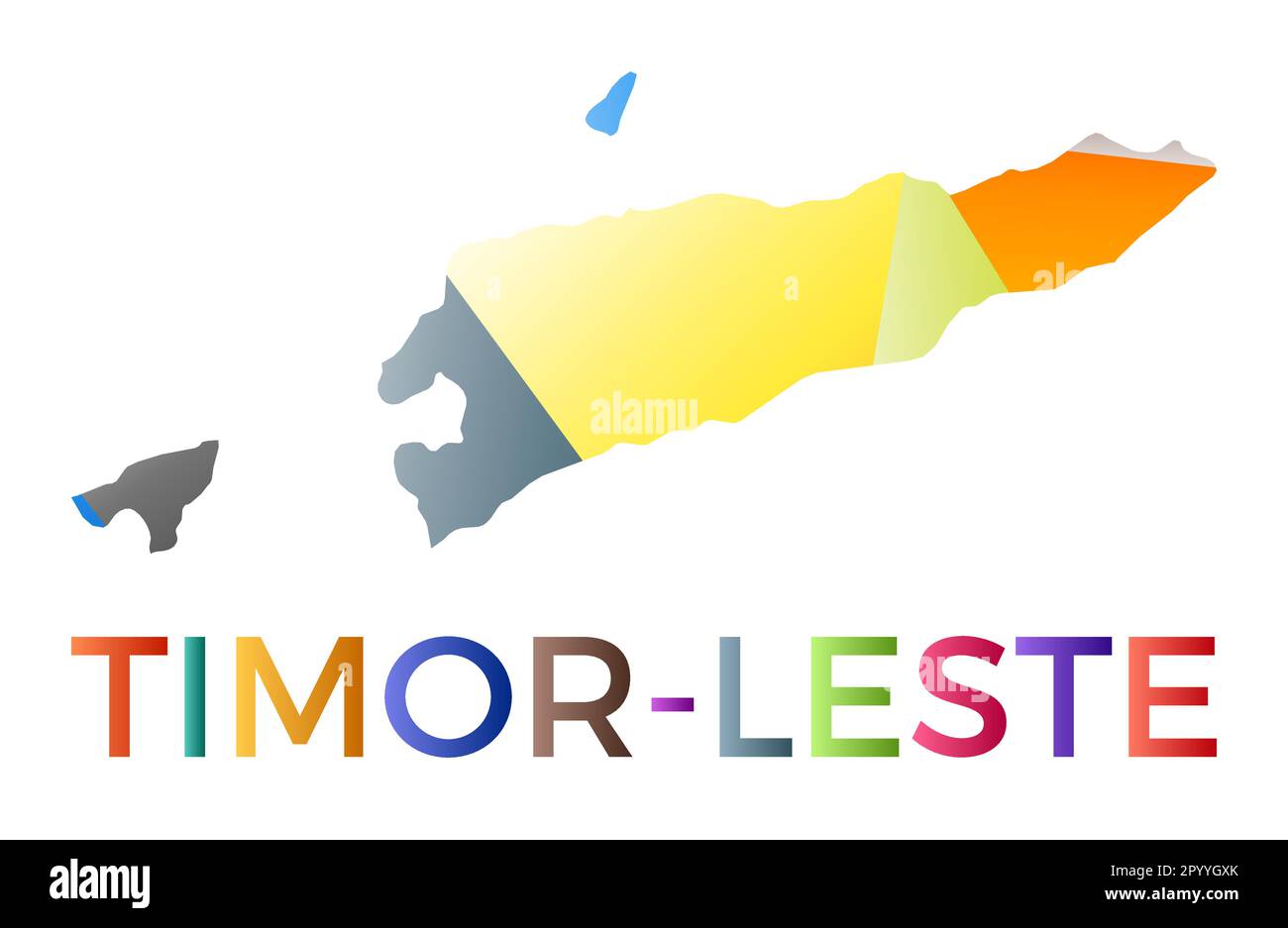 Bright colored Timor-Leste shape. Multicolor geometric style country ...