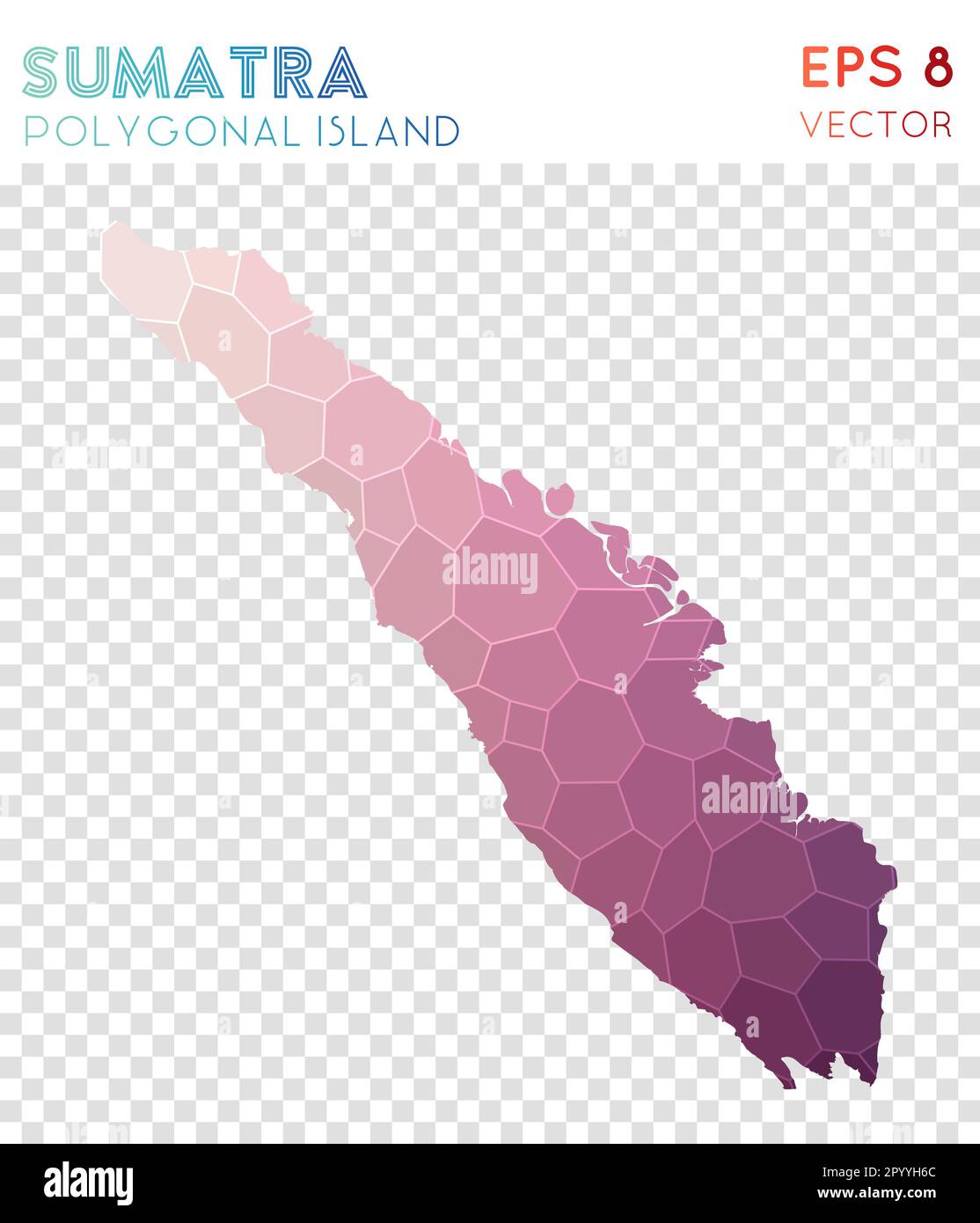 Sumatra polygonal map, mosaic style island. Outstanding low poly style ...