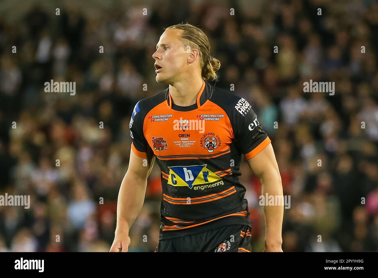 Leigh, UK. 05th May, 2023. Castlefods Jacob Miller on his 250th career ...