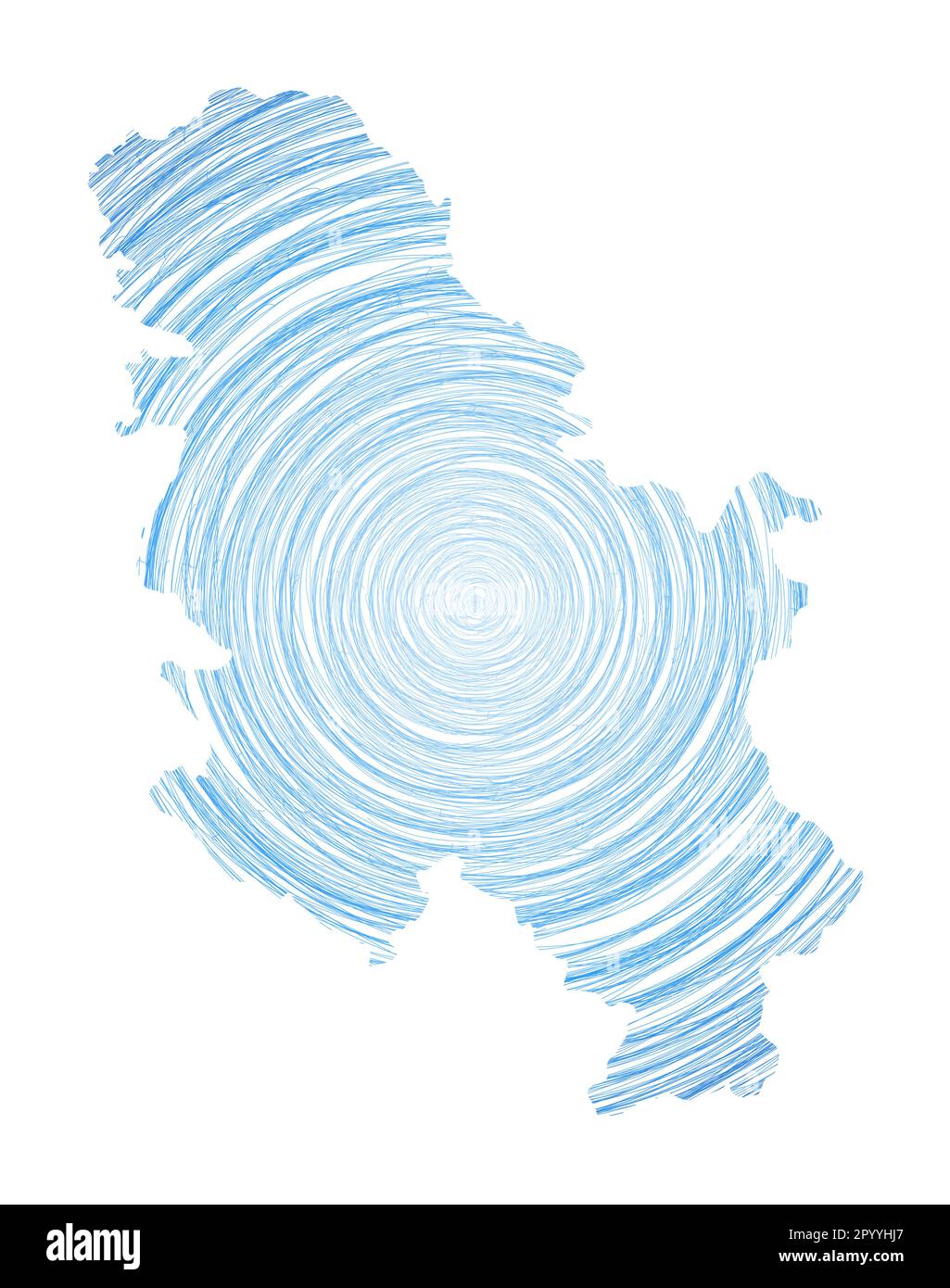 Serbia map filled with concentric circles. Sketch style circles in the ...
