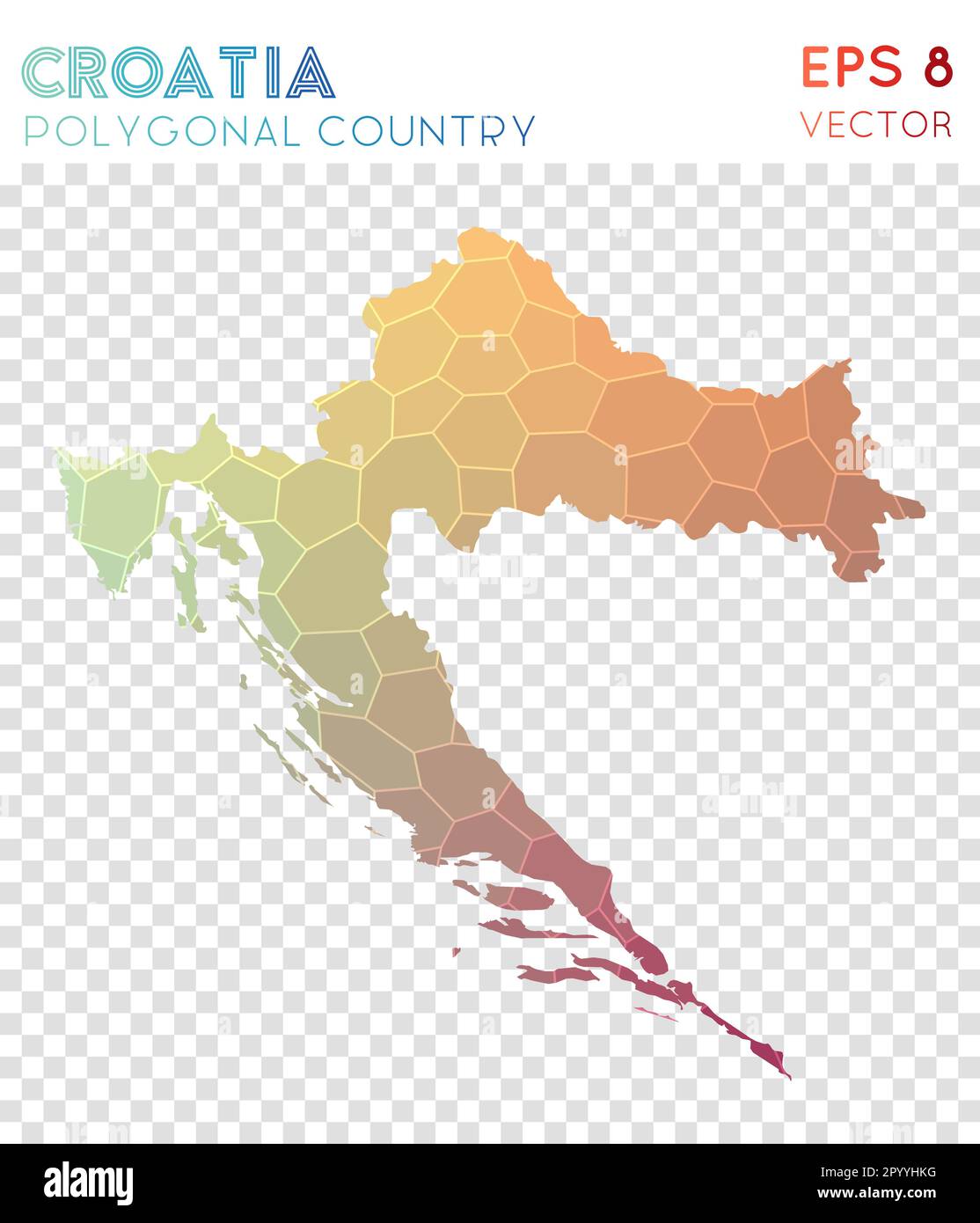 Croatia polygonal map, mosaic style country. Juicy low poly style ...