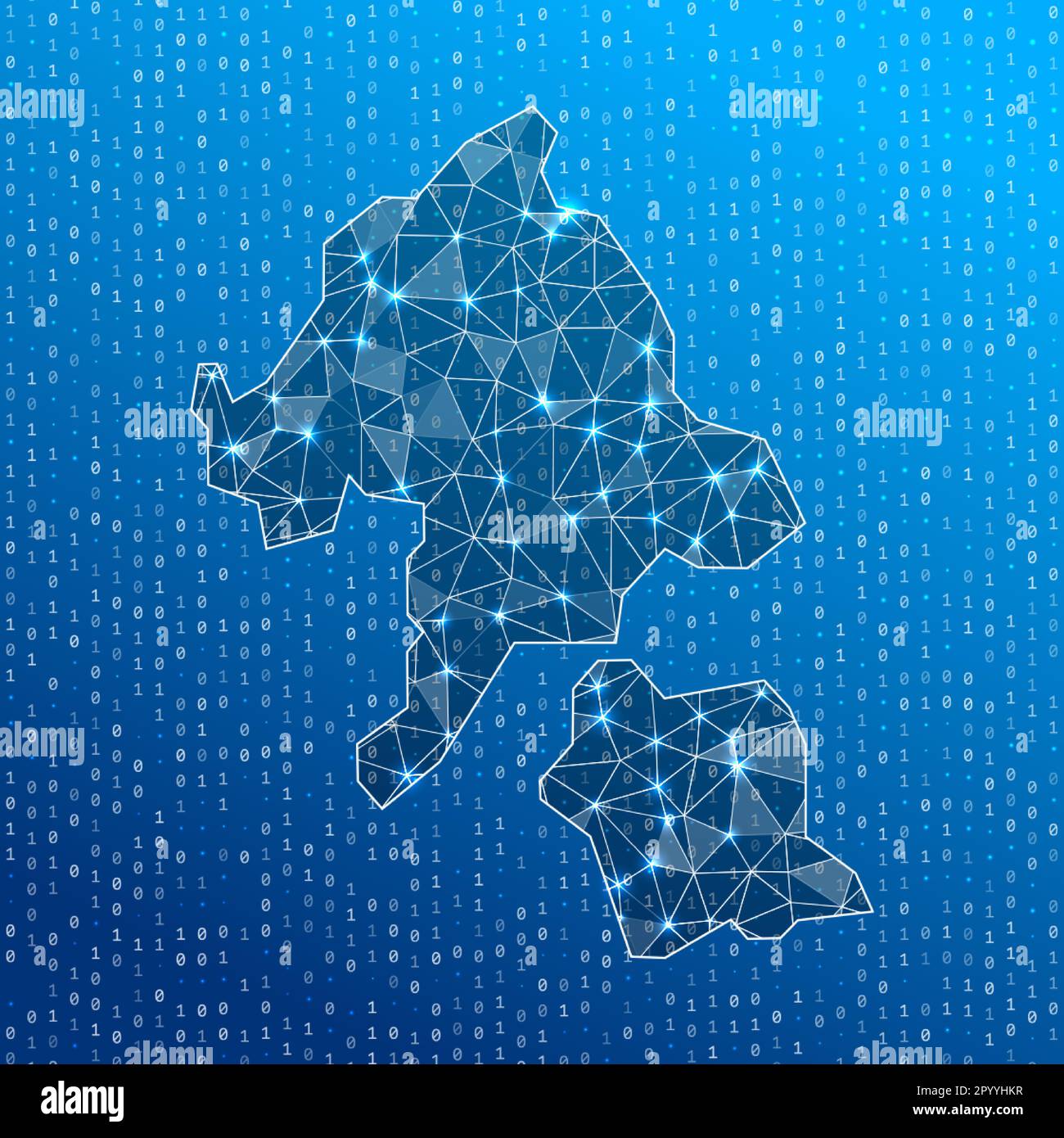 Network map of Aka Island. Island digital connections map. Technology ...
