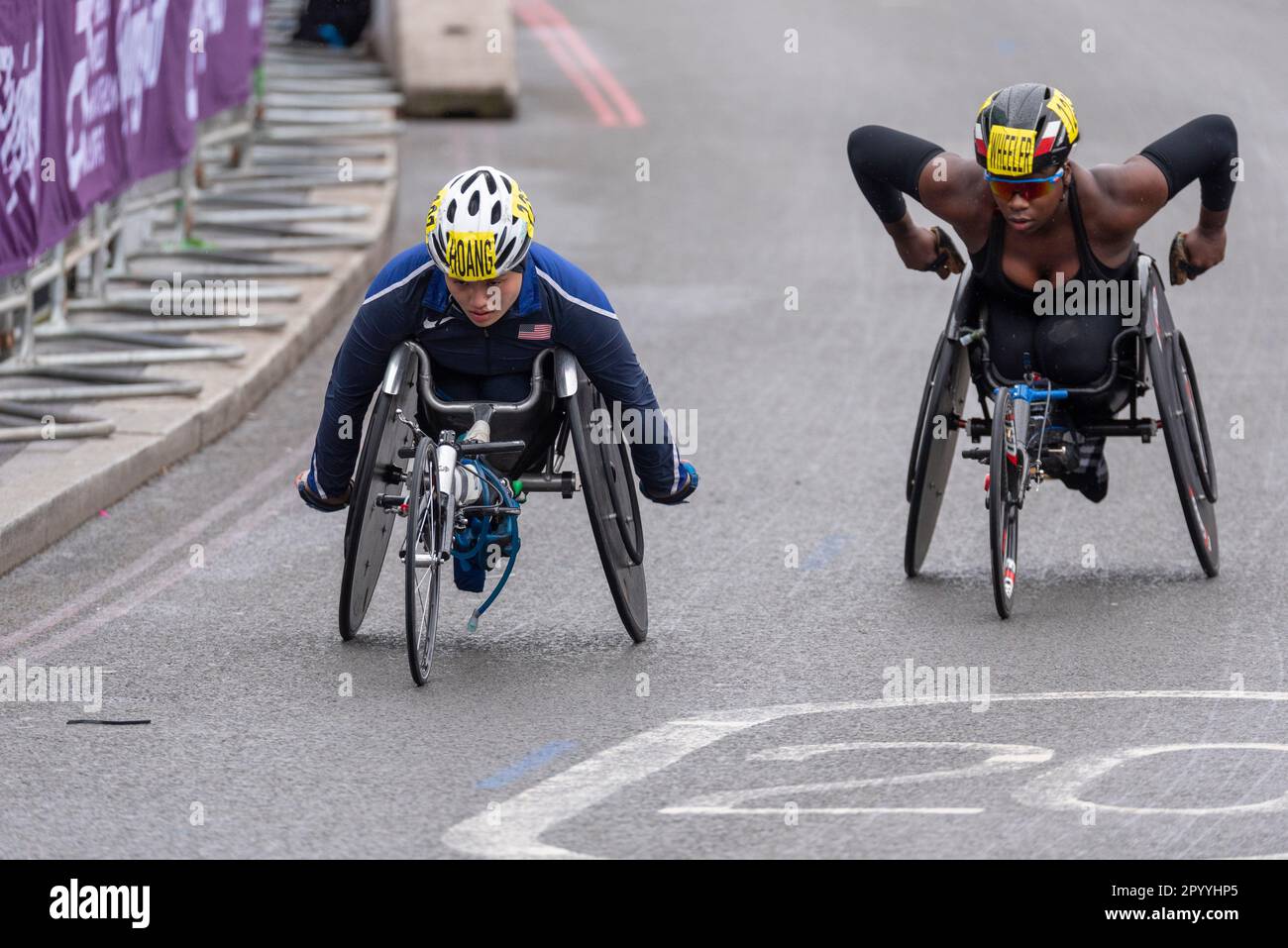 Yen Hoang competing in the TCS London Marathon 2023 passing through ...