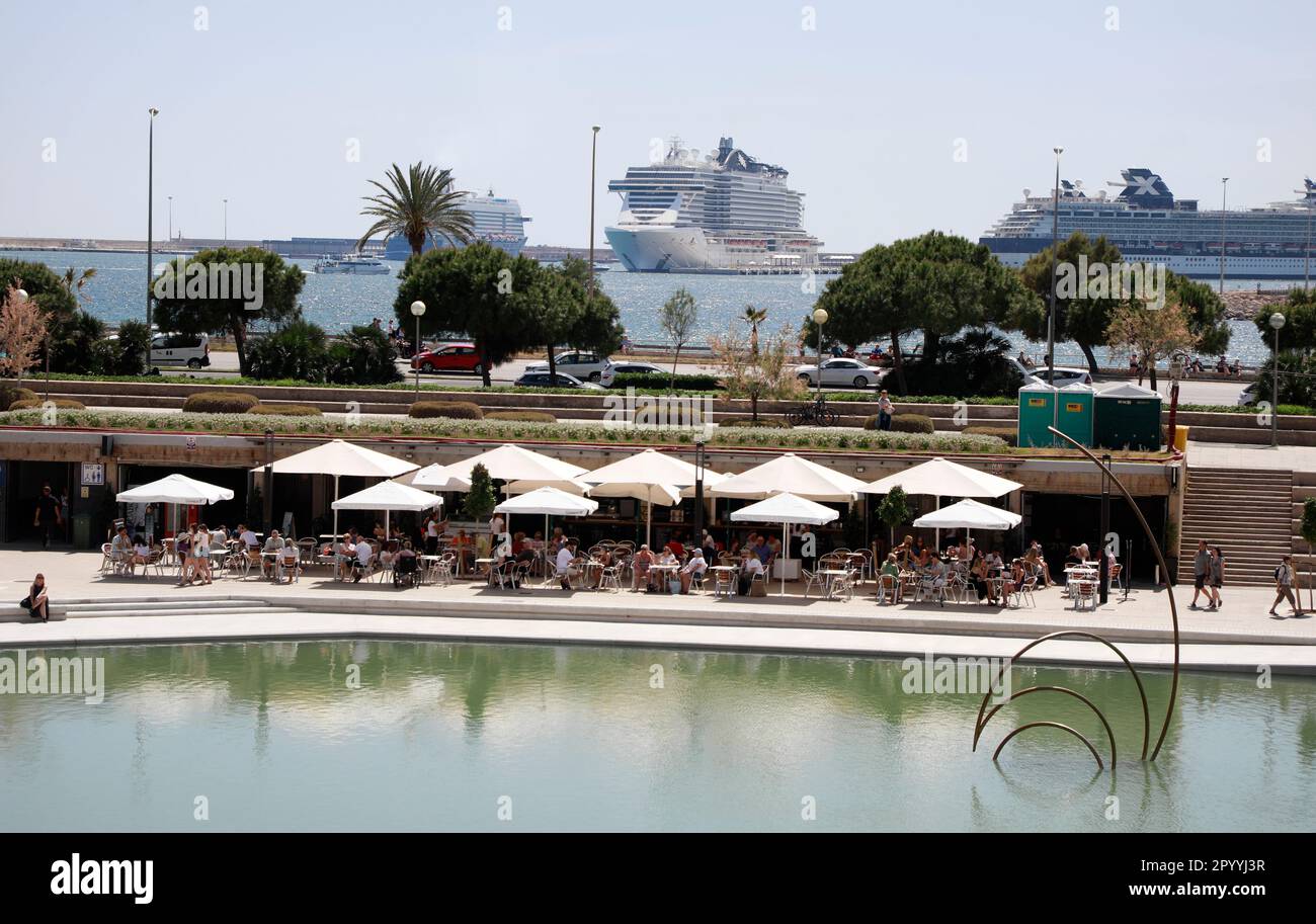Palma, Spain. 05th May, 2023. Cruise ships are anchored in the port ...