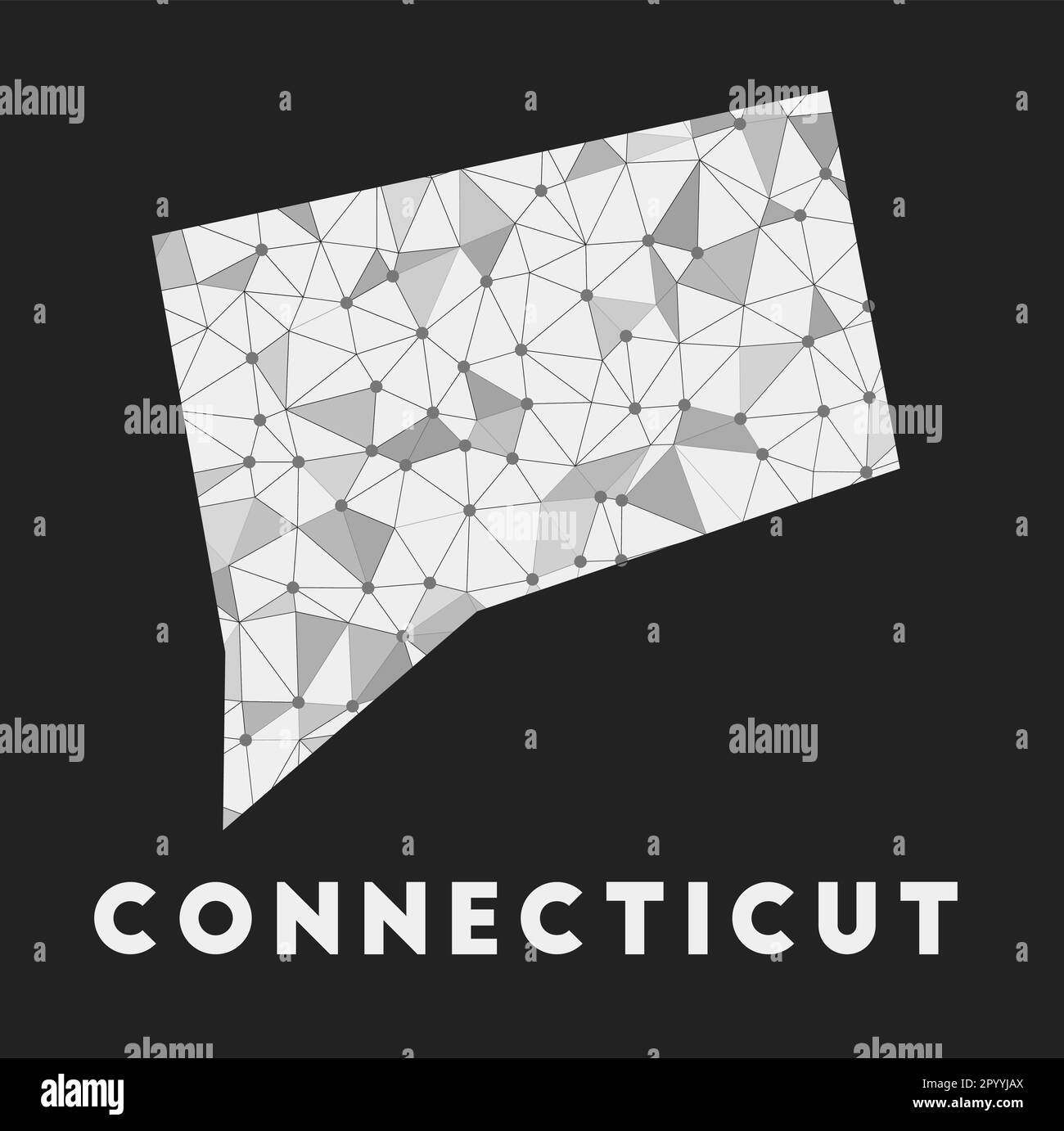 Connecticut - communication network map of US state. Connecticut trendy ...