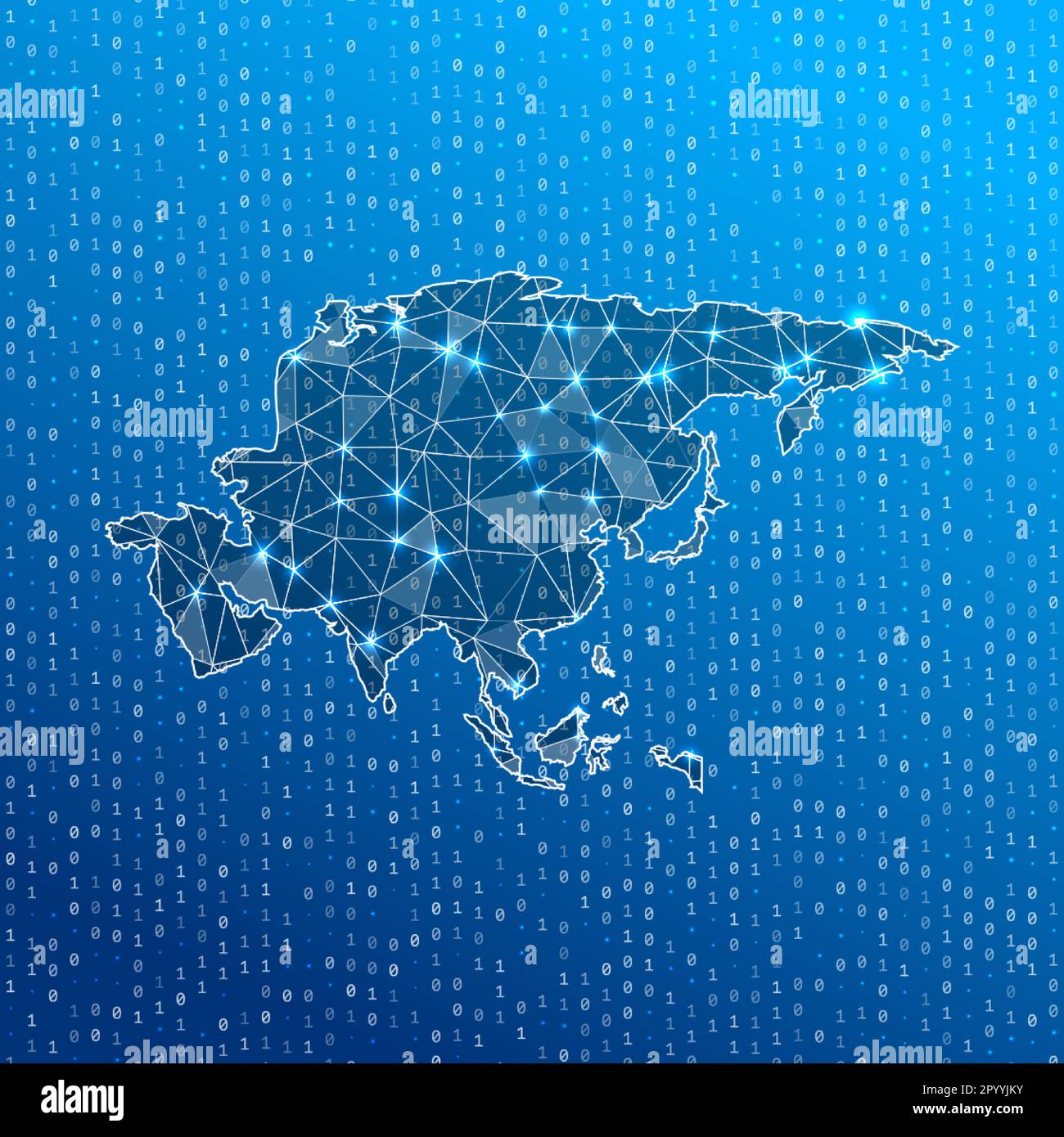 Network map of Asia. continent digital connections map. Technology ...