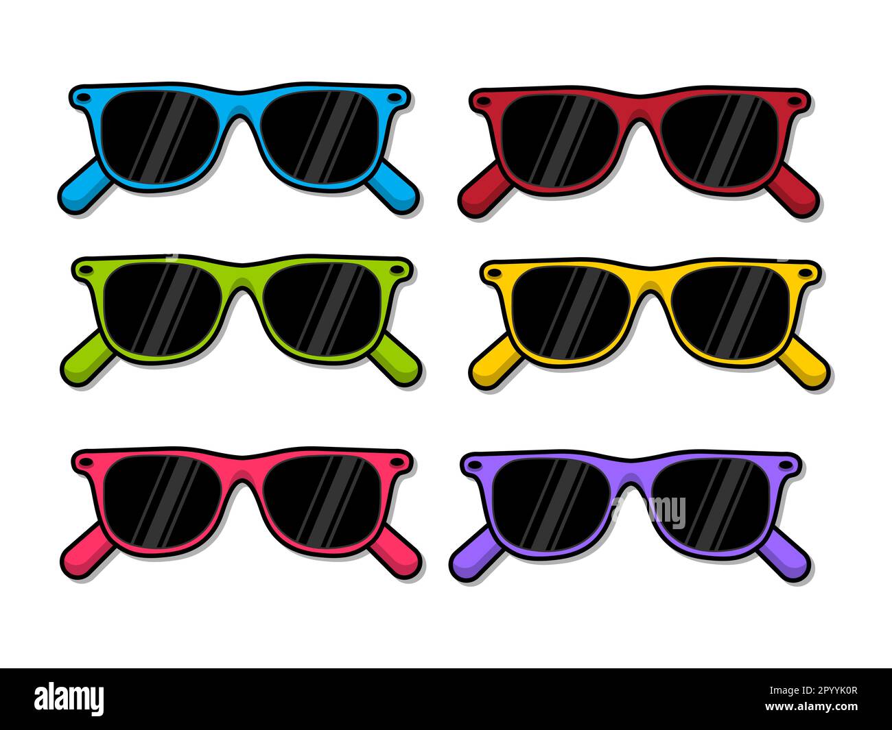 Summer set. Multicolored sunglasses. Vector clipart. Vector ...