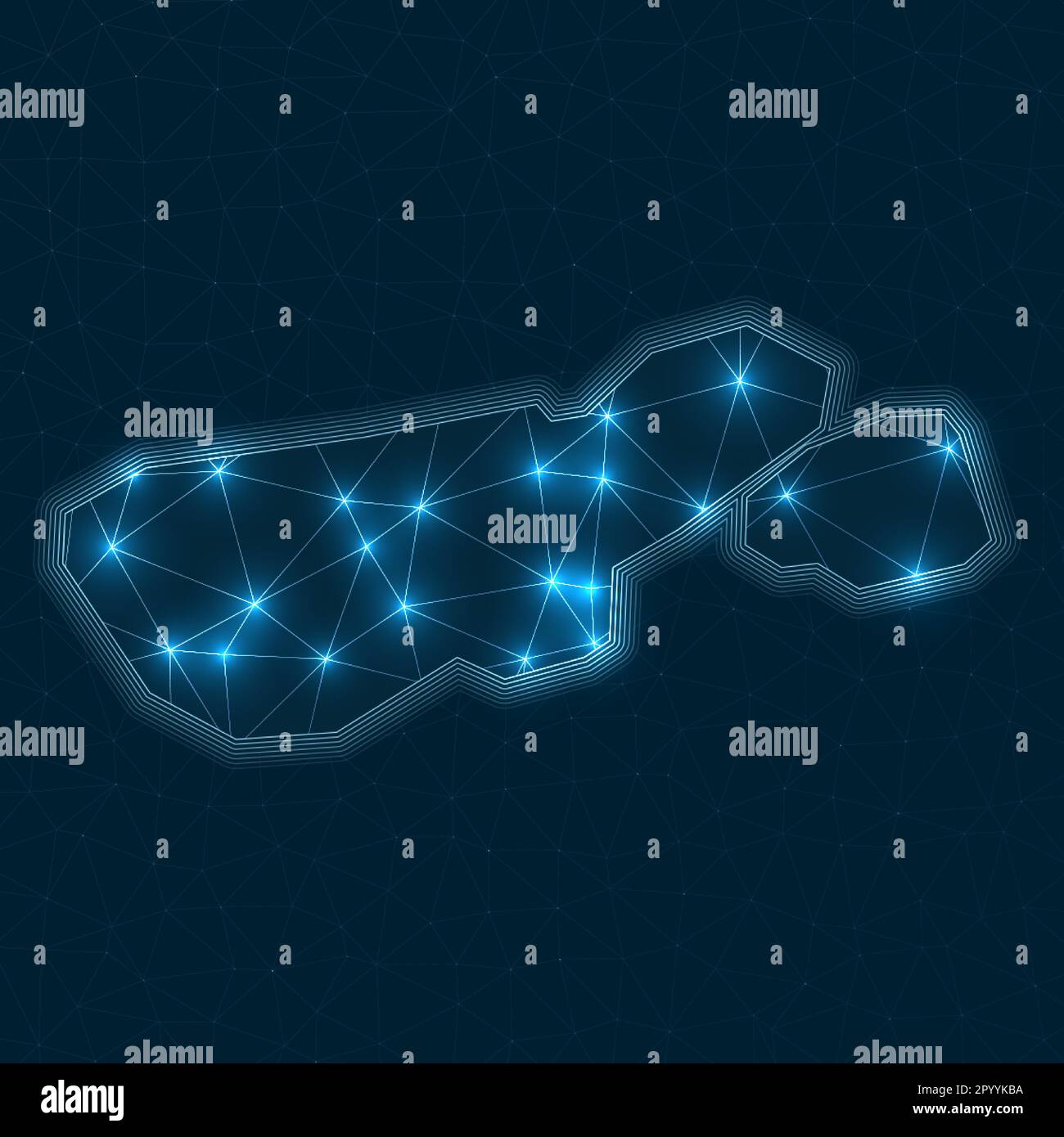 Madre de Dios Island network map. Abstract geometric map of the island ...