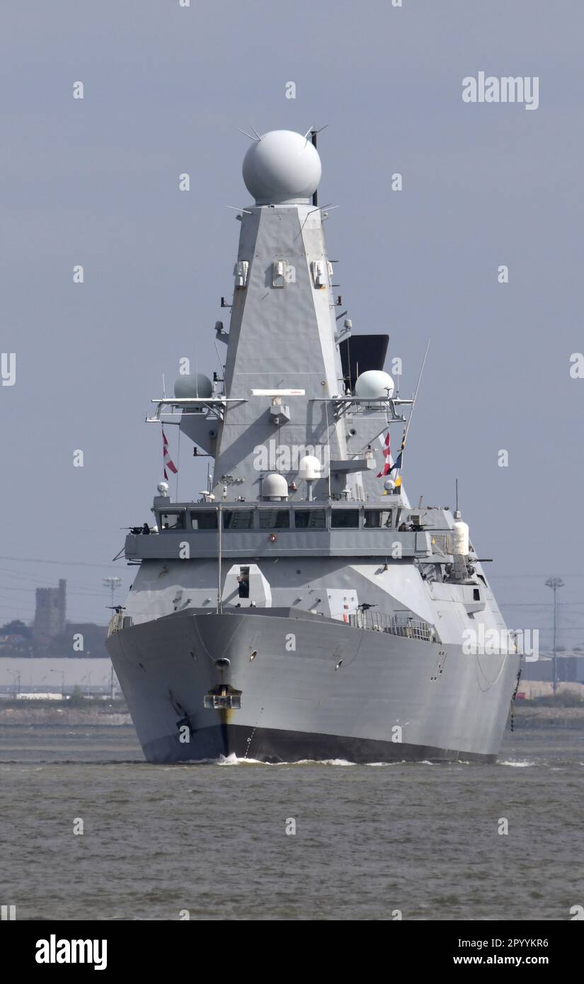 A Royal Navy Type 45 Destroyer HMS Diamond on route to London for His ...