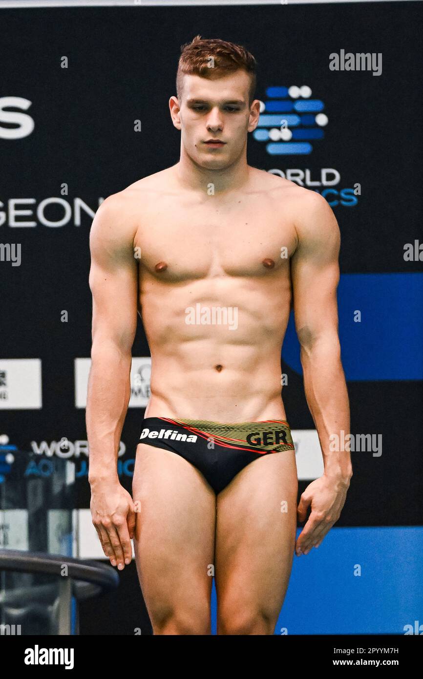 MONTREAL, QC - MAY 05: Moritz Wesemann (GER) gets rady for his jump during the men 3m ...