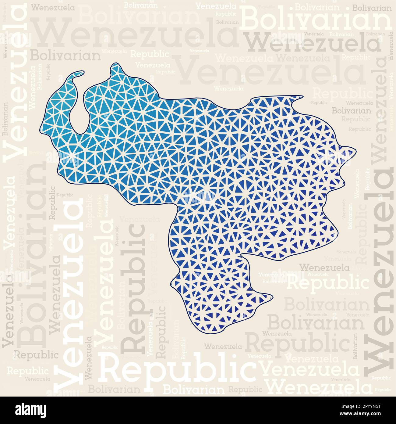 Venezuela map design. Country names in different languages and map ...