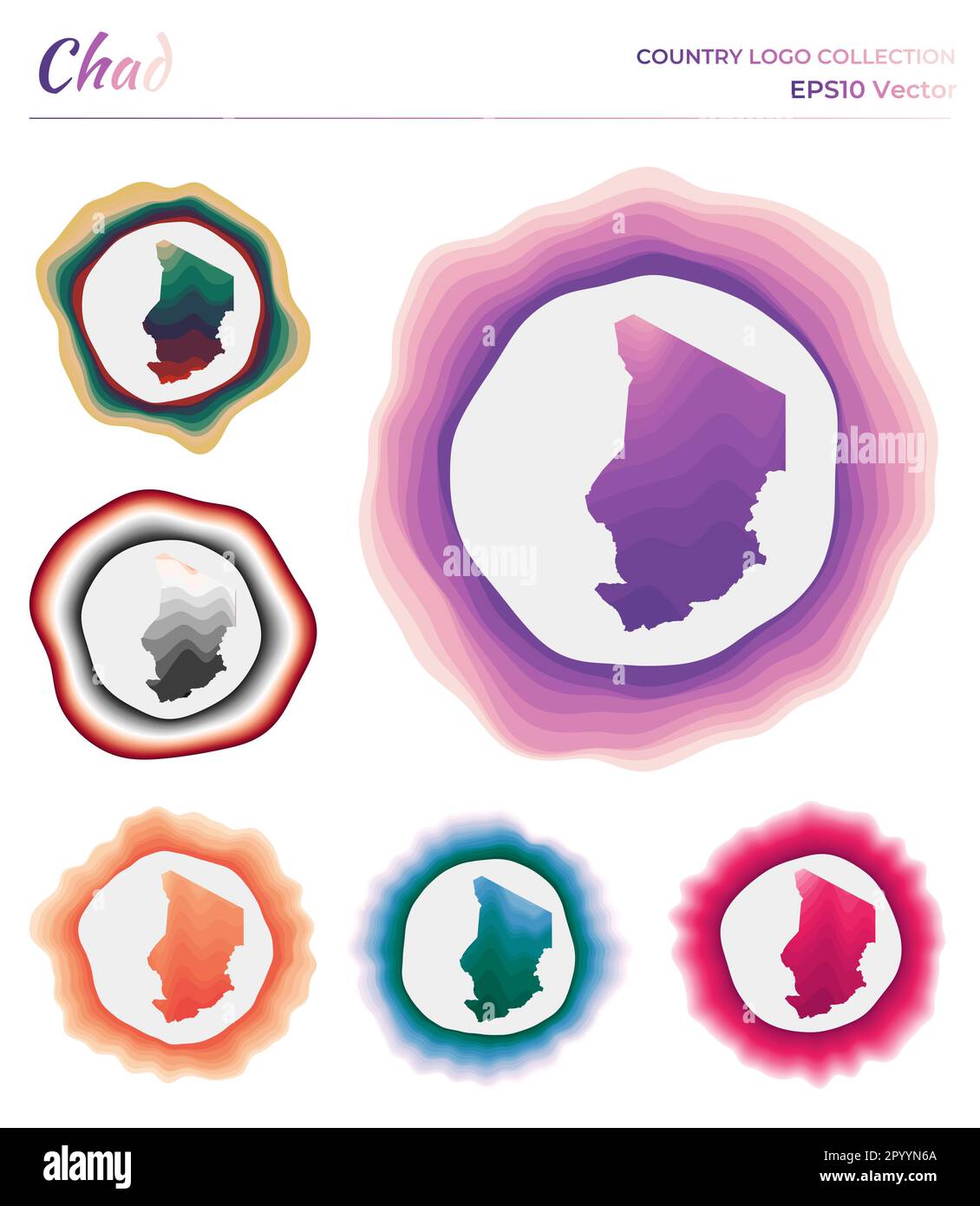 Chad logo collection. Colorful badge of the country. Layers around Chad ...