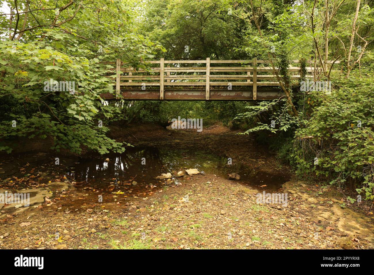 A wooden bridge in the countryside of Beck, Kirkdale, Kirkbymoorside ...