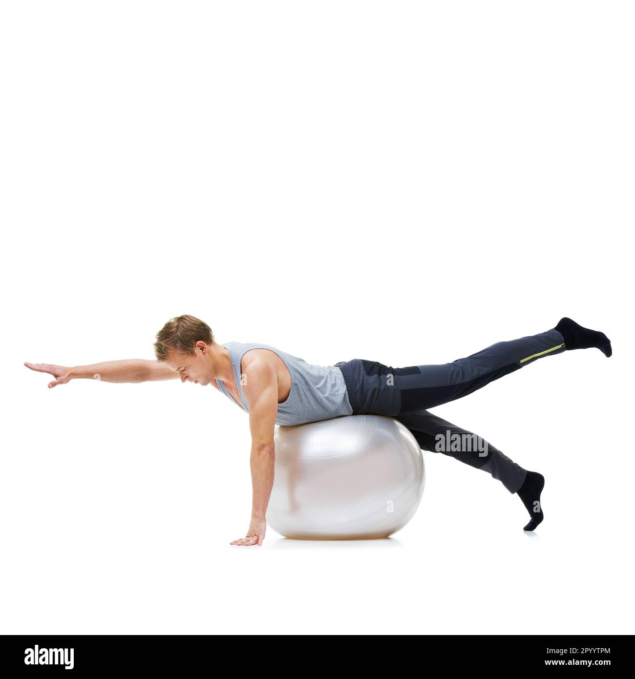 Balancing the weight of his body correctly. a man balancing on an ...