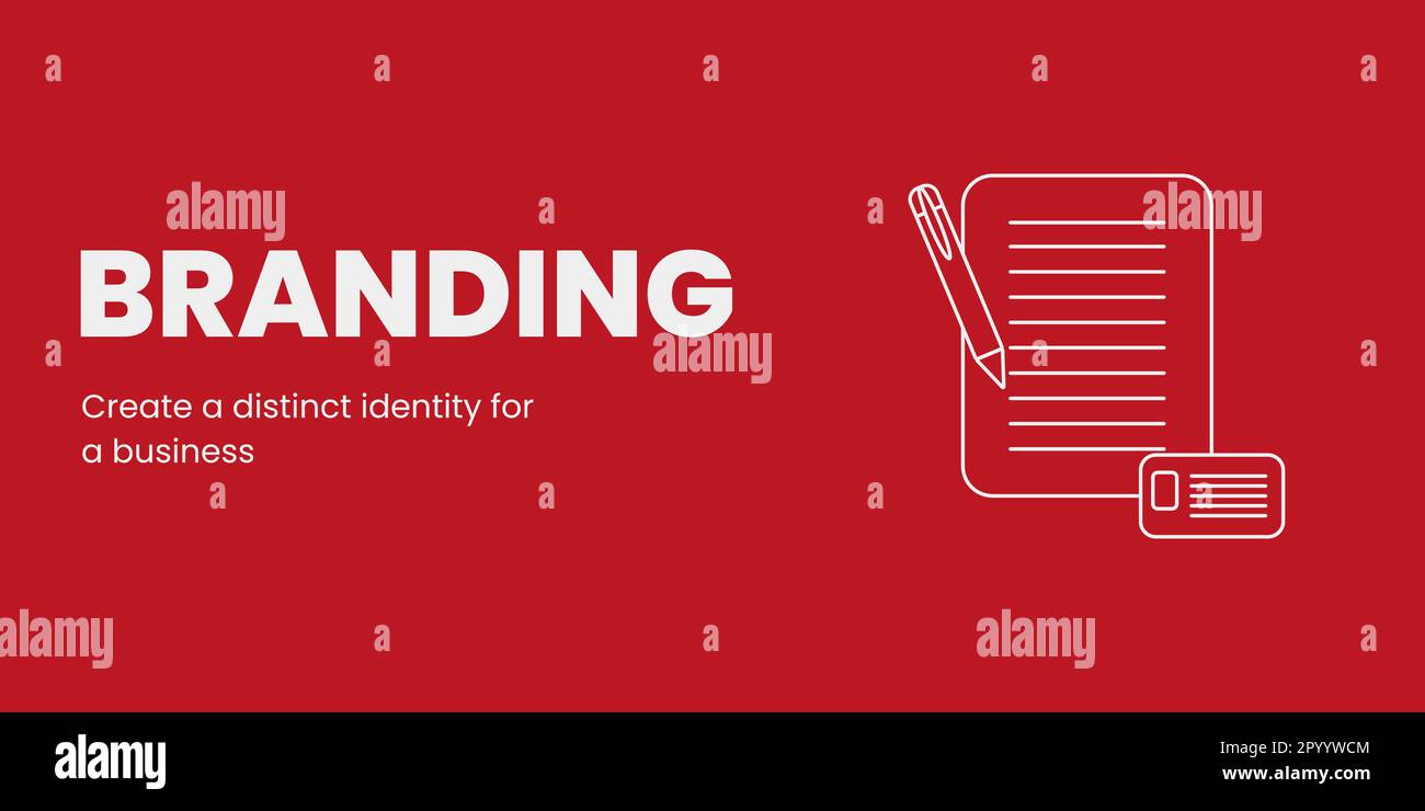 Branding Banner on Red Background. Stylish Identity Banner with White ...
