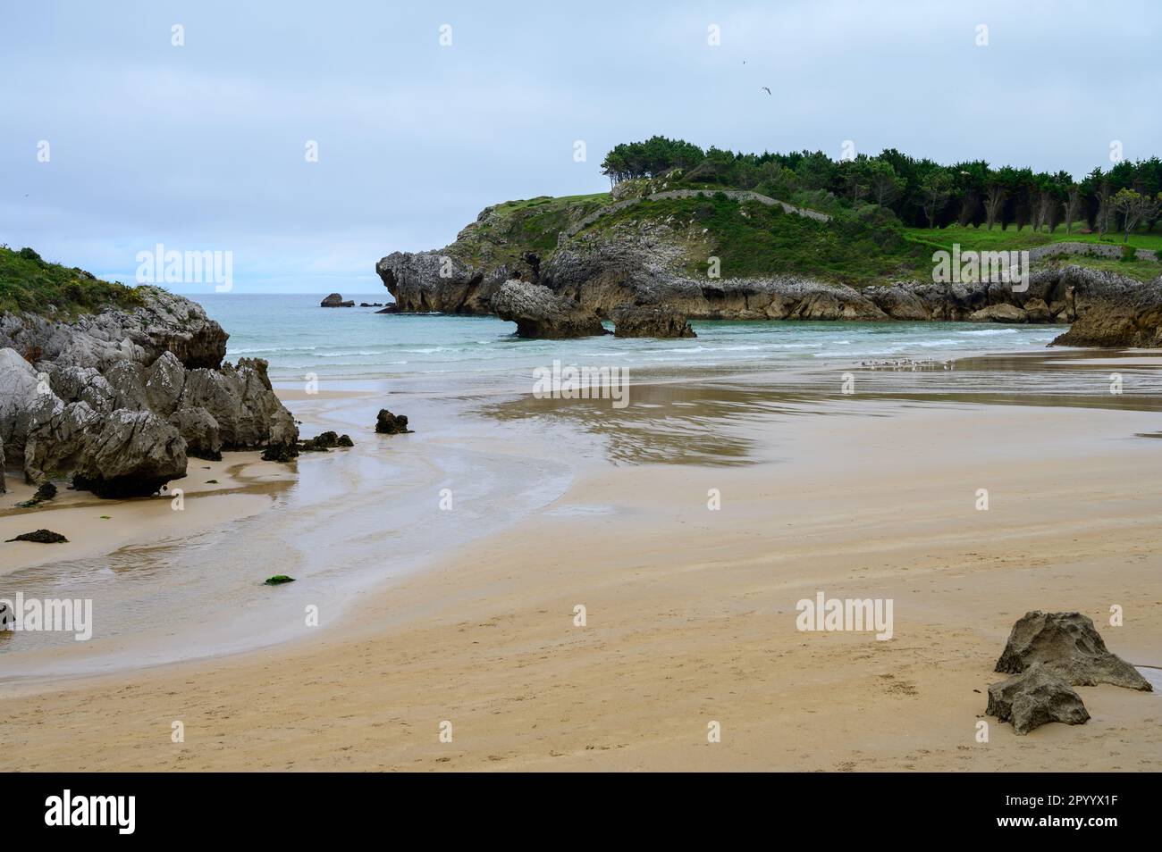 View on Playa de Palombina Las Camaras in Celorio village, Green coast ...