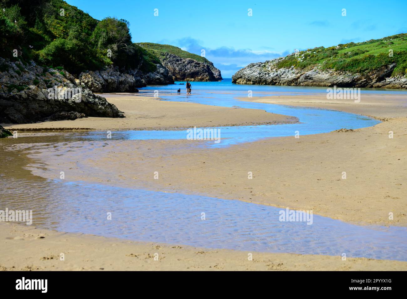View on Playa de Poo during low tide near Llanes, Green coast of ...