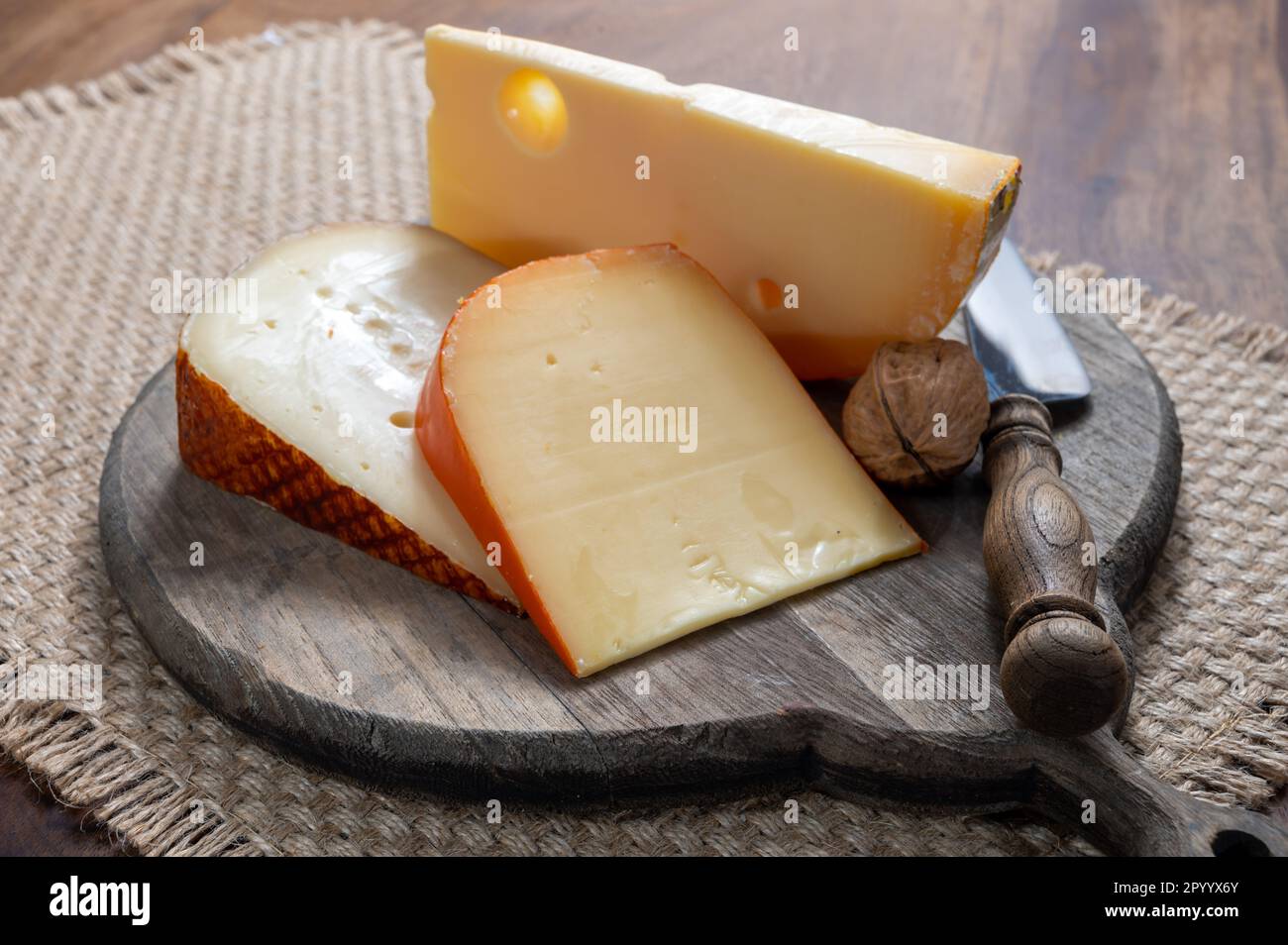 Cheese collection, tasty Belgian abbey cheeses made with brown trappist ...