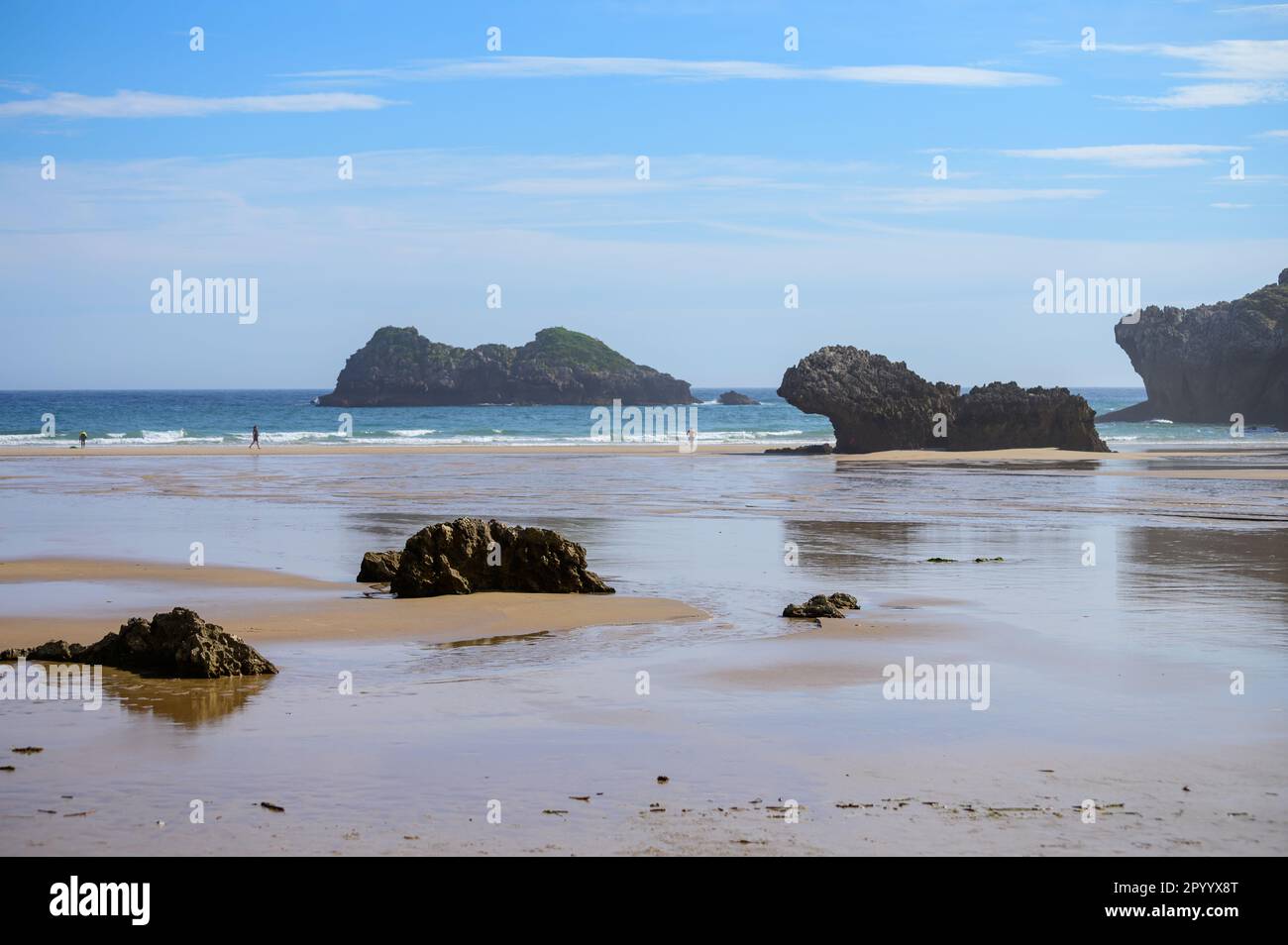 View on Playa de Palombina Las Camaras in Celorio village, Green coast ...