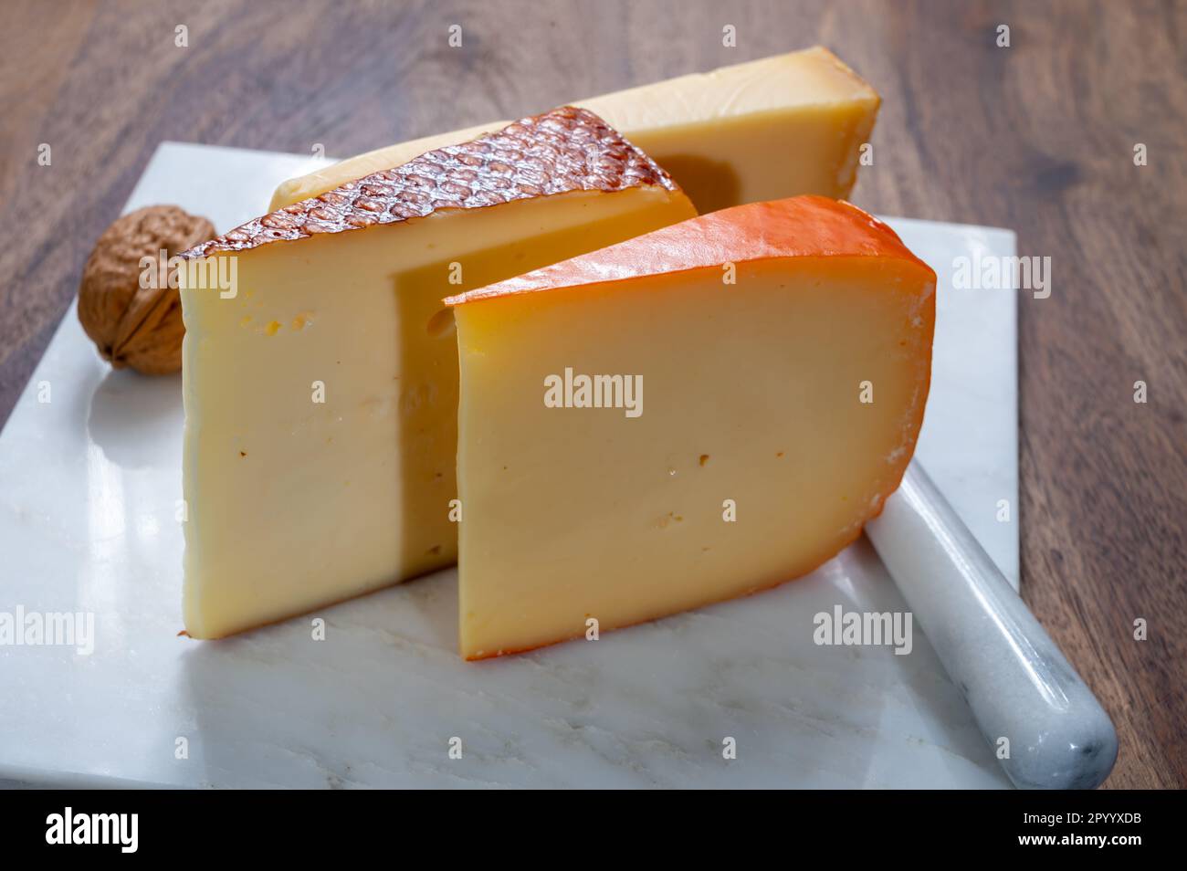 Cheese collection, tasty Belgian abbey cheeses made with brown trappist ...