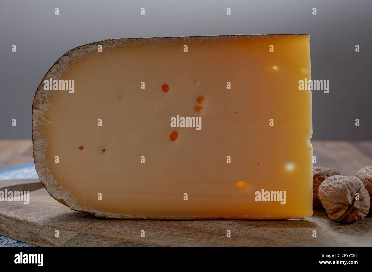 Cheese collection, Belgian old yellow cow milk cheese from Bruges ...