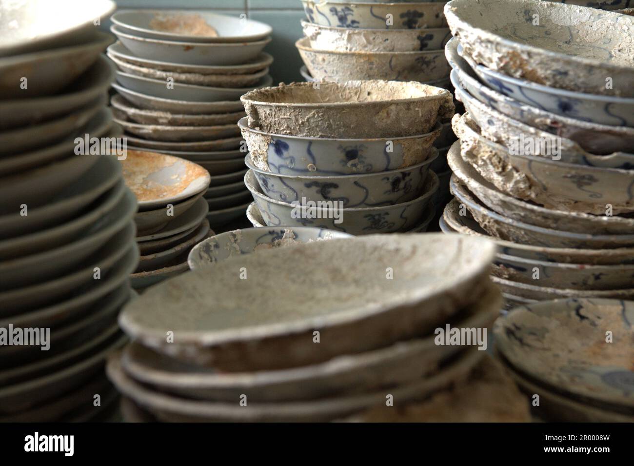 Ancient Chinese ceramic bowls known as "Yue ware" unwatered from 9th ...