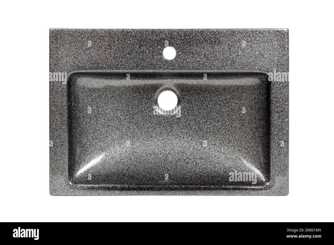 Acrylic sink in silver color isolated on white with metallic inclusions ...