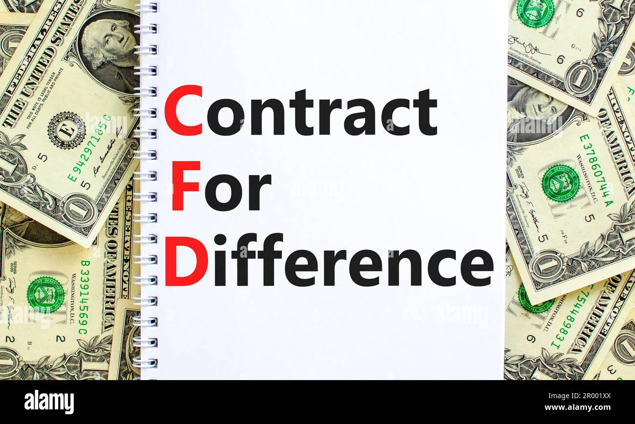 CFD symbol. Concept words CFD contract of difference on beautiful white ...