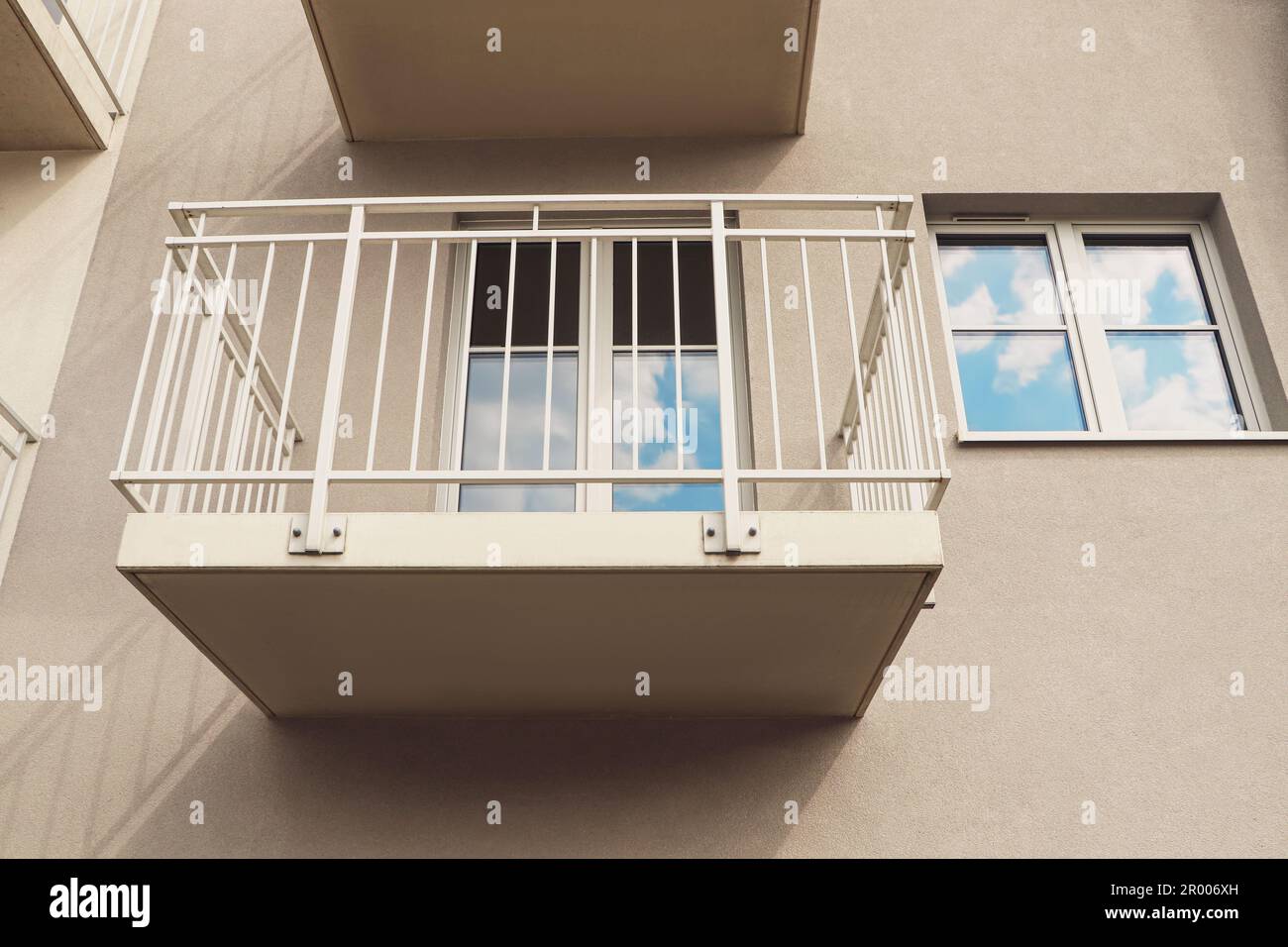 Exterior of beautiful building with empty balcony Stock Photo - Alamy