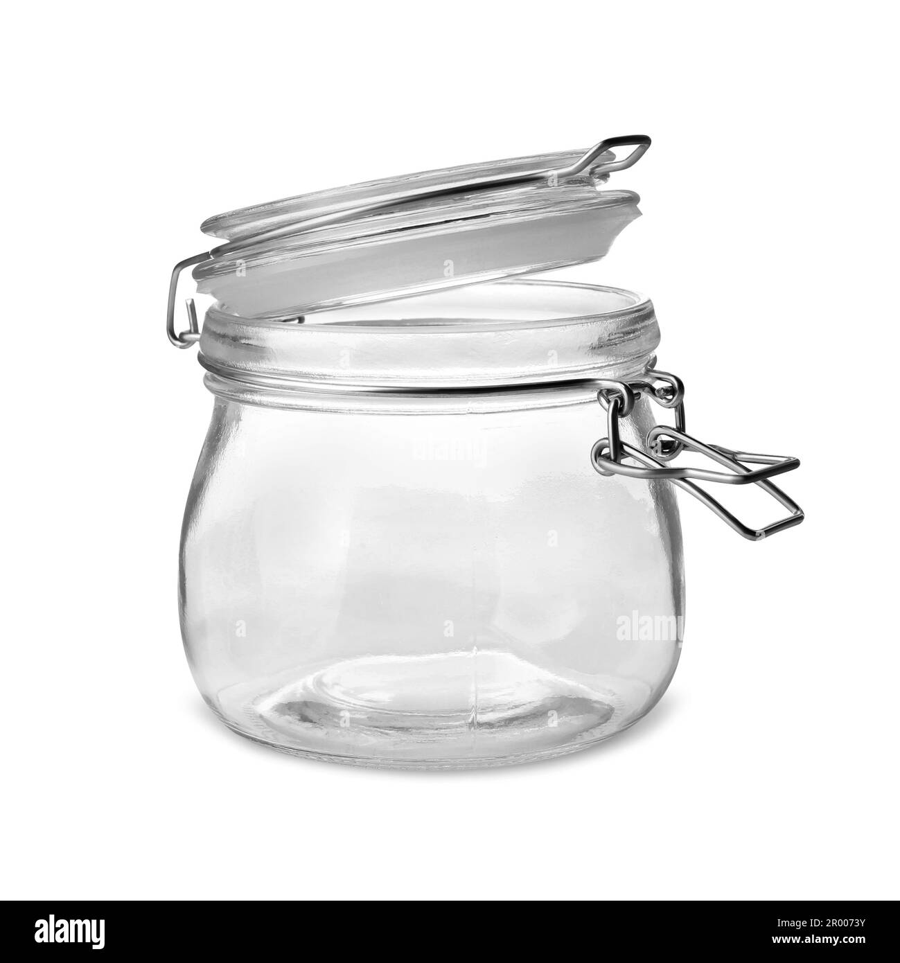 Empty clear glass jar isolated on white Stock Photo - Alamy