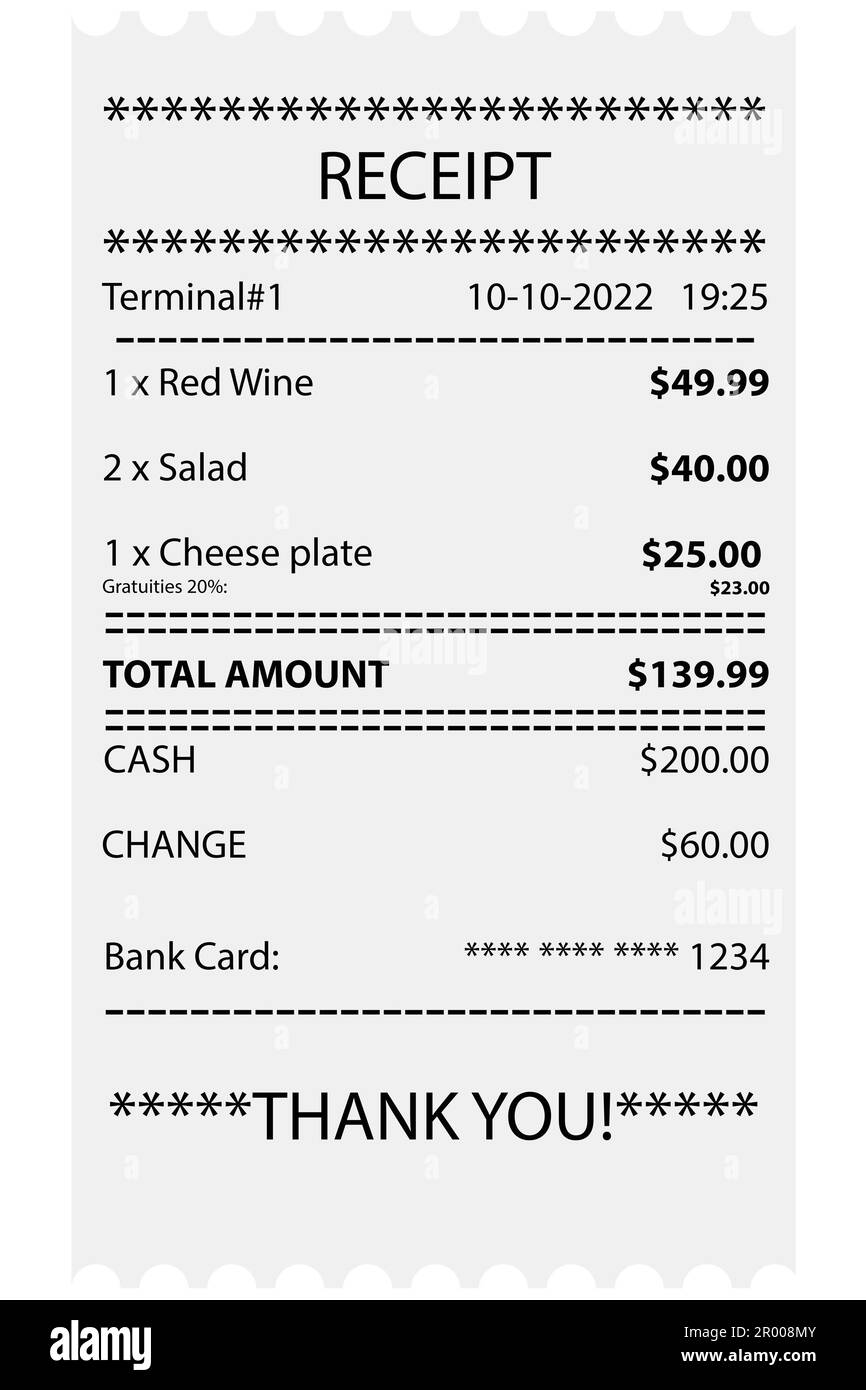 Illustration of paper check on white background Stock Photo - Alamy